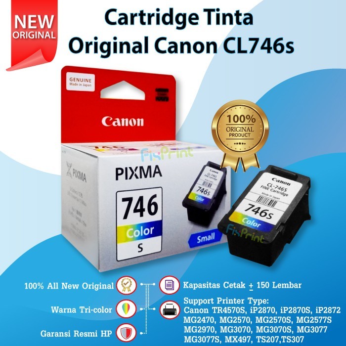 Jual Cartridge Canon CL746s CL-746 Small Tinta Printer TS207 TS307 iP2870 | Shopee Indonesia