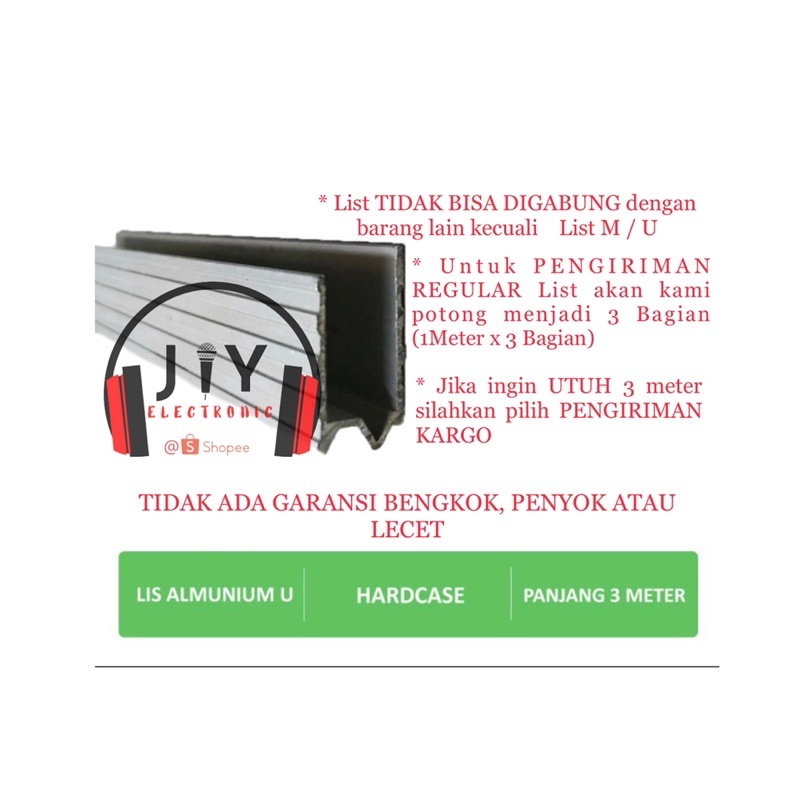 Jual Lis Siku I Aluminium Hardcase List Siku U Aluminium panjang 3 ...
