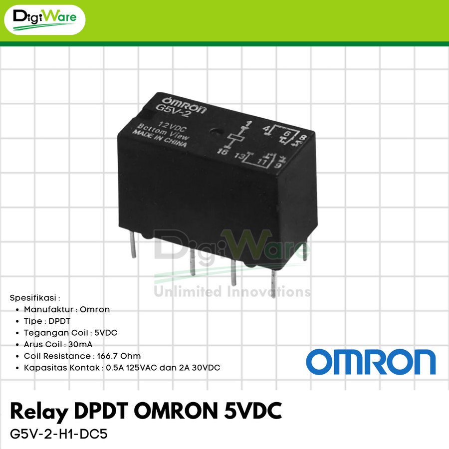 Jual Relay DPDT OMRON 5VDC G5V-2-H1-DC5 | Relay Omron | Relay 5V ...
