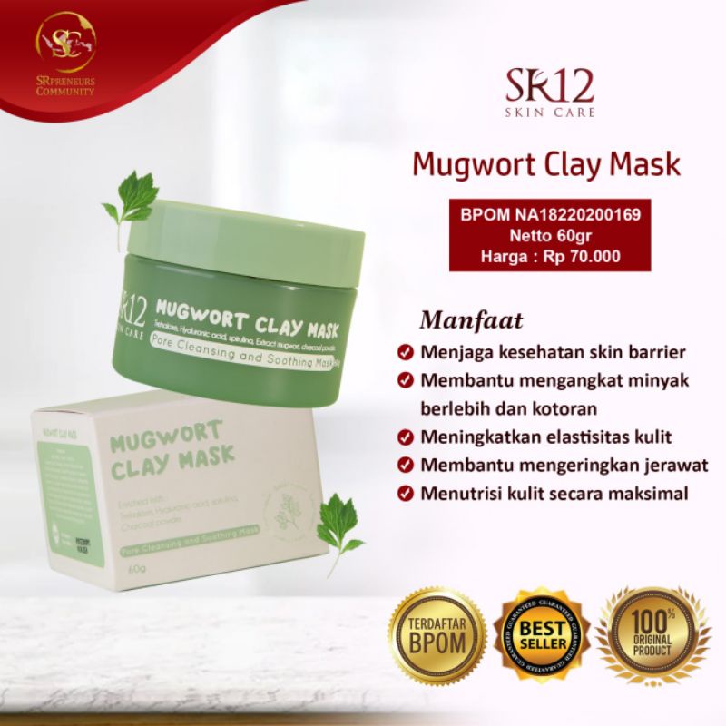 Jual Mugwort Clay Mask SR12/masker jerawat/masker flek/masker korea | Shopee Indonesia