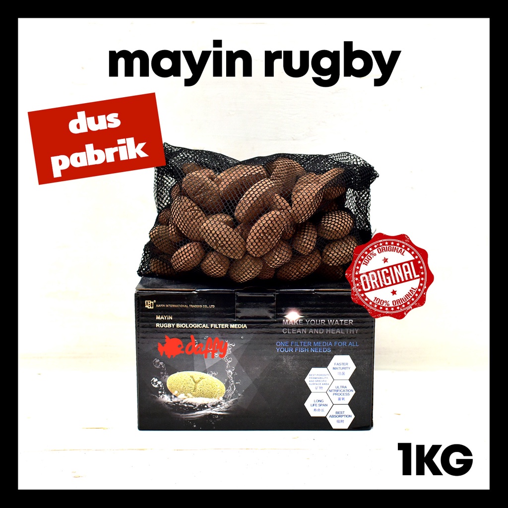 Jual MAYIN RUGBY 1 KG media filter biologis akuarium | Shopee Indonesia