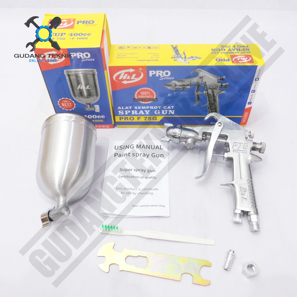 Jual Spray Gun H&L F75G Tabung Atas / Alat Semprot Cat Tabung Atas HNL ...