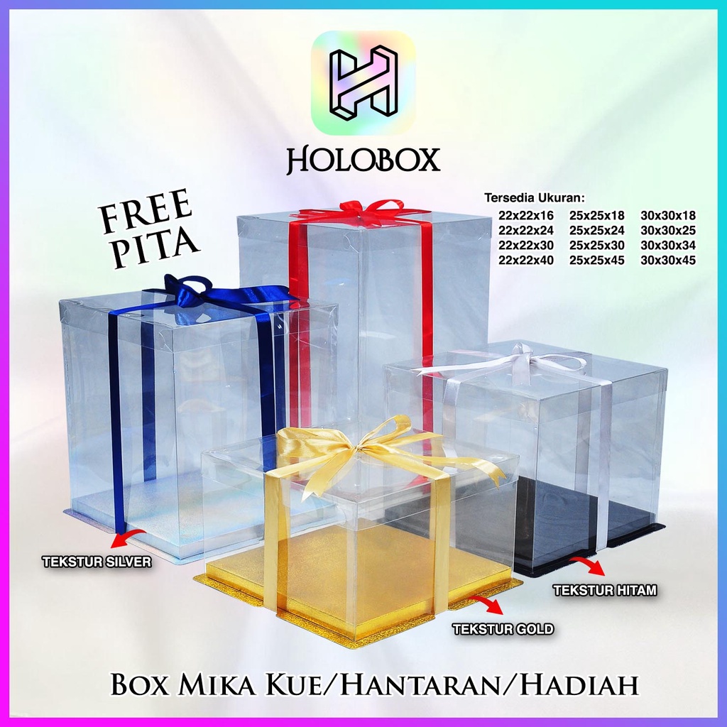 Jual Cake Box Kotak Kue Mika Transparan Dus Hadiah - Tutup Mika 22x22 ...