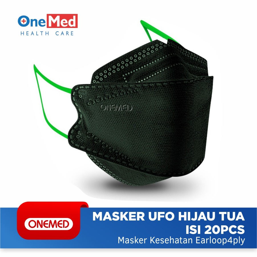 Jual ONEMED Masker Karet UFO Hijau 3D 4ply Box isi 20pcs OOF | Shopee ...