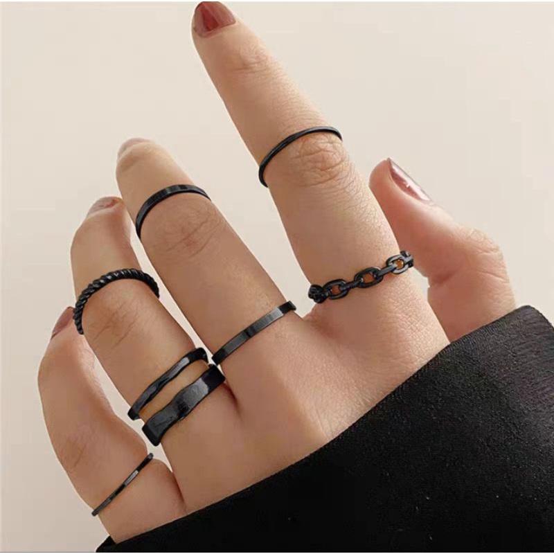 Jual 7 Set roger ring alloy unisex cincin aesthetic Simple Gaya Wanita Korea / Cincin Wanita ...