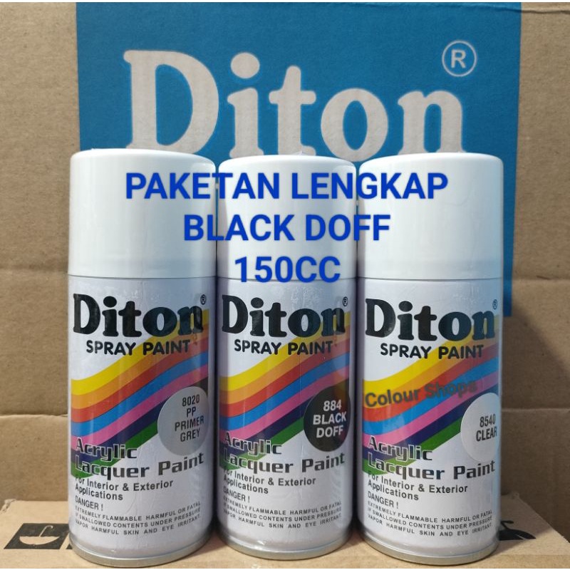 Jual Pilok Cat Diton Black Doff 884 Primer Grey Epoxy 8020 Clear 8540 Paketan Hitam Doff 3 pcs ...