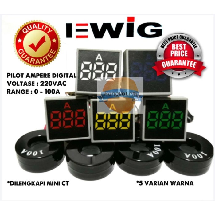 Jual Komp Pilot Lamp Led Digital Dengan Ampere Indicator Kotak 22Mm ...