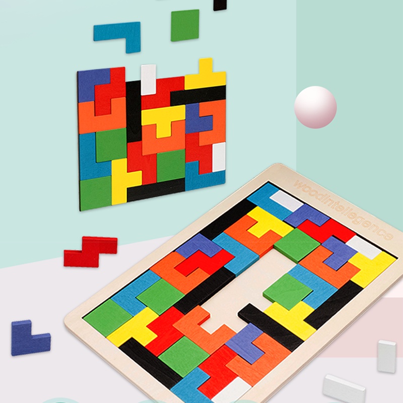 Jual Puzzle Kayu Russian Block Wood Intellegence Tetris | Shopee Indonesia