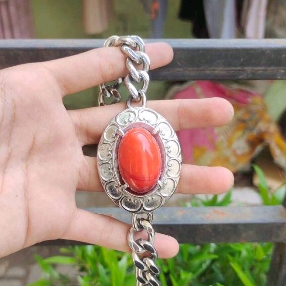 Jual Gelang Titanium Batu Akik Red Coral Marjan Natural Model Jam ...