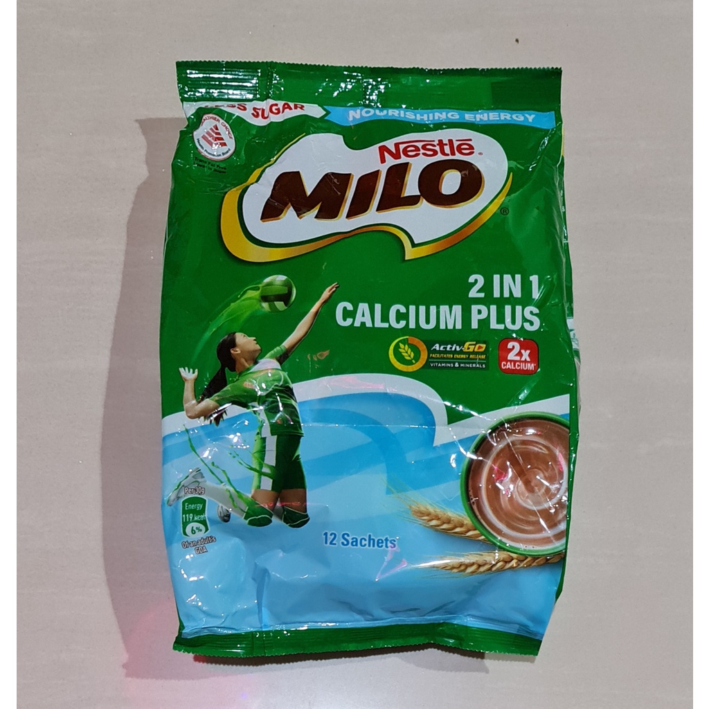 Jual Nestle Milo 2 in 1 Calcium Plus Less Sugar Chocolate Drink 12 x 30 ...