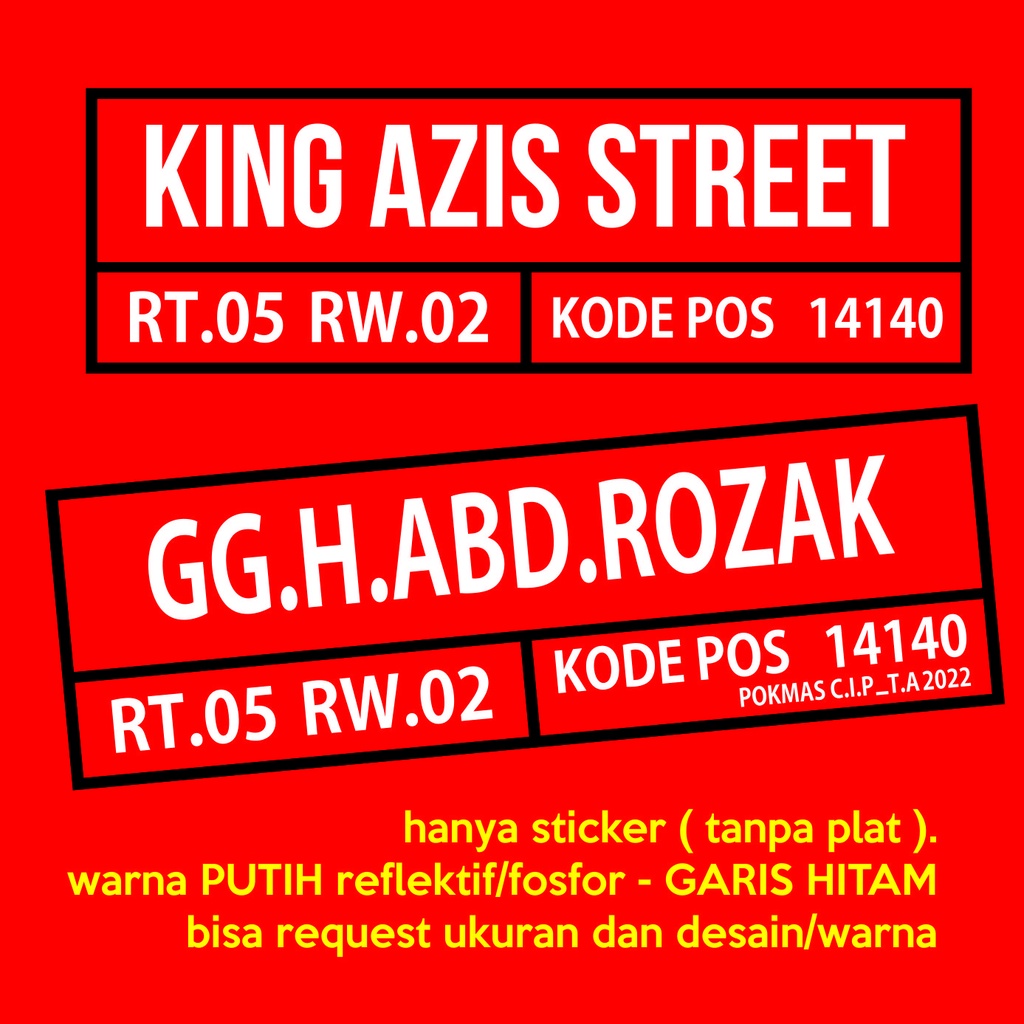 Jual STICKER PLANG NAMA JALAN | Shopee Indonesia