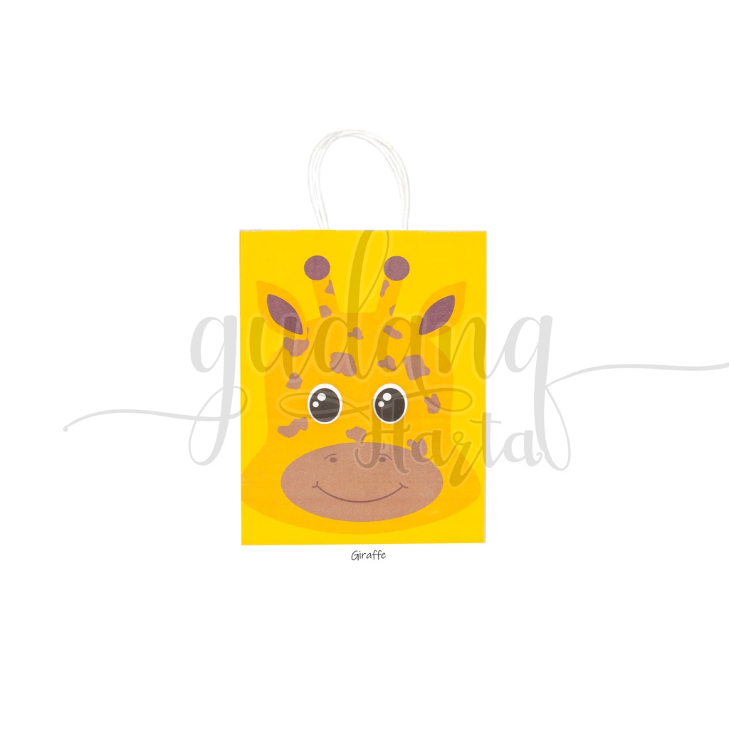 Jual Paper Bag Simple Animal Goodie Bag Motif Hewan Gajah Jerapah Lion ...