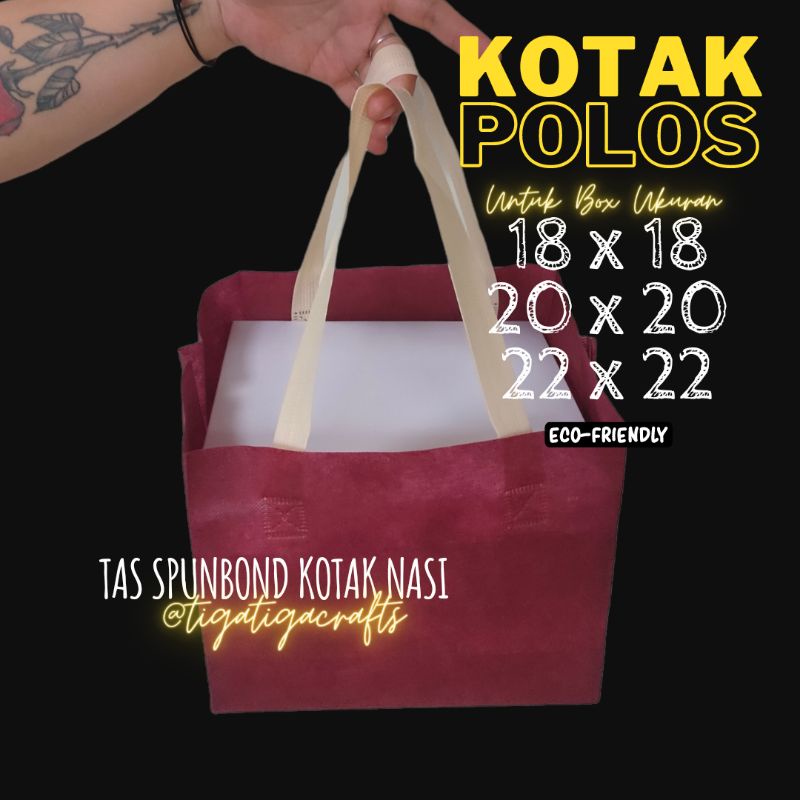Jual POLOS SATUAN tas spunbond kotak nasi 22x22 20x20 18x18 tas kain box nasi tas hajatan tas ...