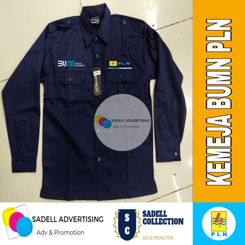 Jual Kemeja PDH PLN BUMN Untuk Indonesia Navy Lengan Panjang Pria Wanita Bordir | Shopee Indonesia