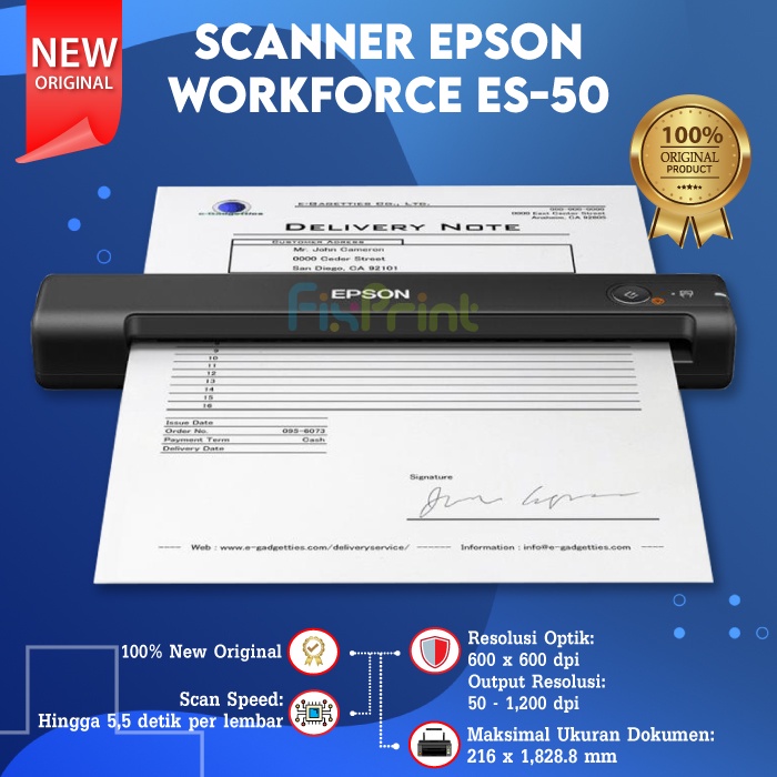 Jual Scanner Epson WorkForce ES-50 Portable Sheetfed Document New | Shopee Indonesia
