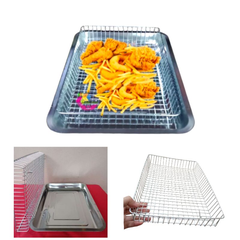 Jual COOLING RAK PENIRIS MINYAK KERANJANG DAN BAKI STAINLESS 40x30 CM ...