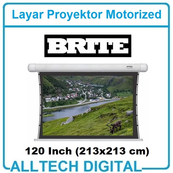 Jual Brite Tension Motorized Projector Screen 120 Inch Layar Proyektor ...