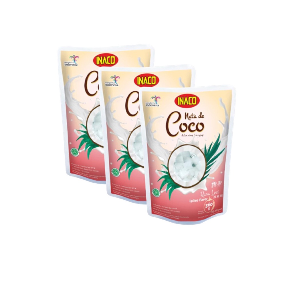 Jual Inaco Nata De Coco Rasa Leci 3 x 360gr | Shopee Indonesia