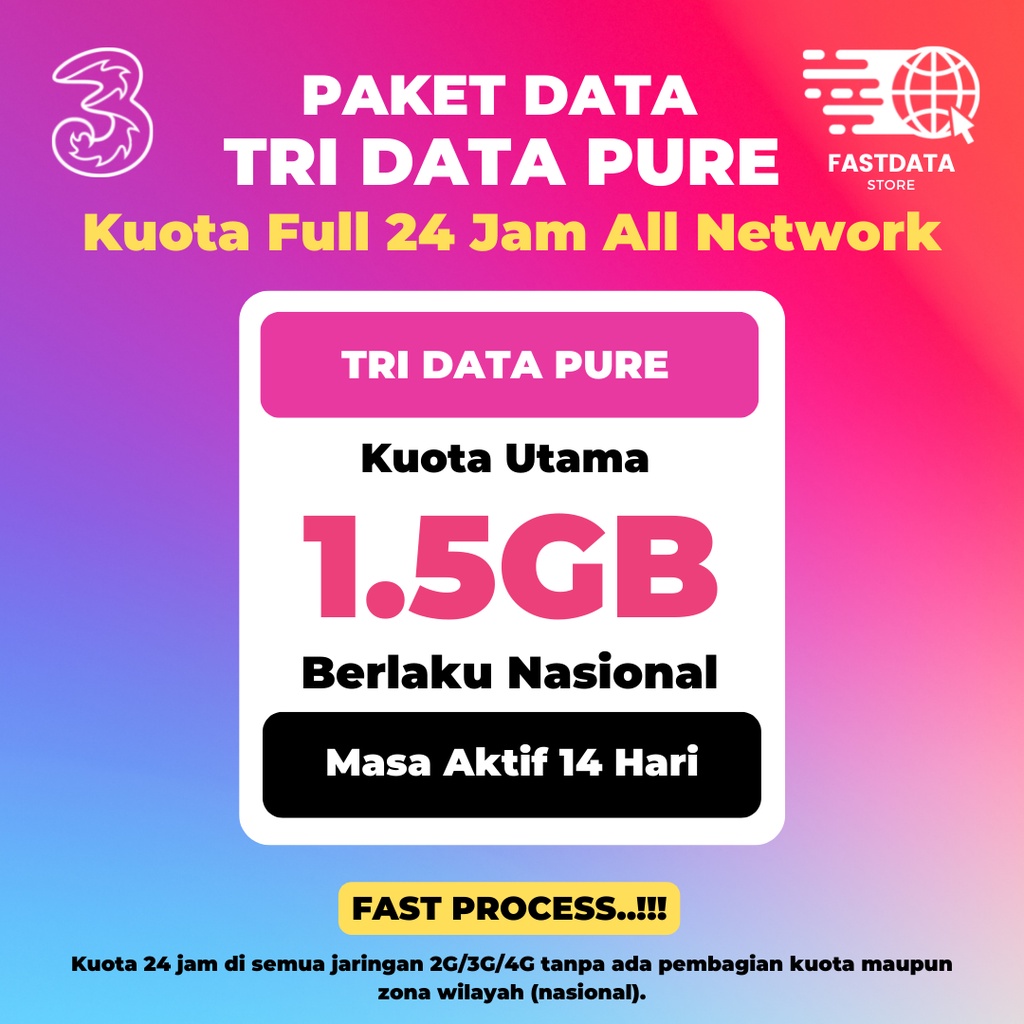 Jual PAKET DATA TRI HAPPY & UNLIMITED ALWAYS ON SUPER MURAH PROSES CEPAT | Shopee Indonesia
