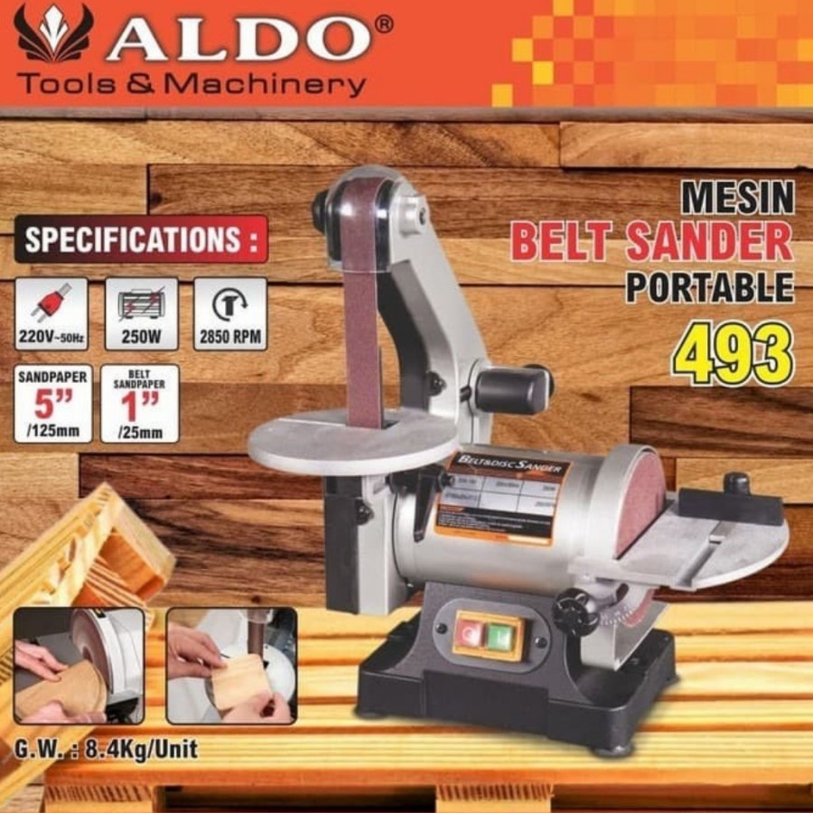 Jual Aldo 493 Mesin Grinda Duduk Belt Sander Portable Bench Grinder ...