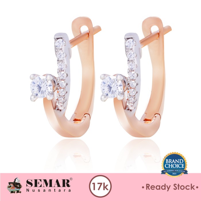 Jual Anting Emas Jepit Kayli Solitaire Rose White Gold 17K Semar ...