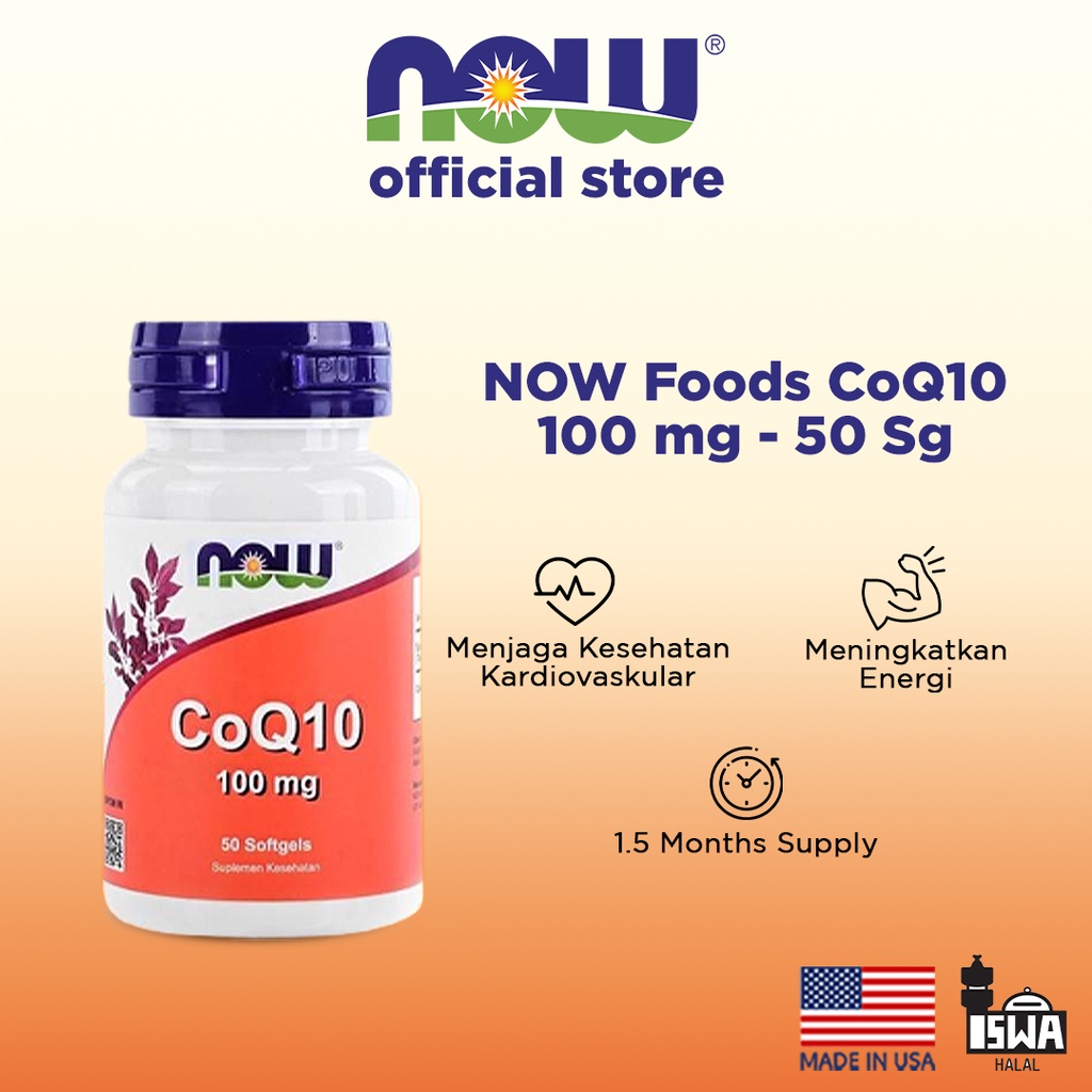 Jual NOW Supplements, CoQ10 100 mg, 50 Softgels | Shopee Indonesia