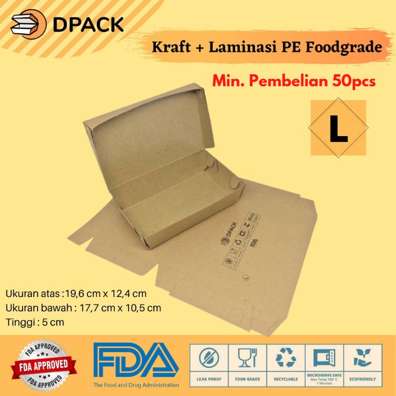 Jual MIN.50Pcs|Lunch Box Lembaran Ukuran L | Selip | Lipat Sendiri ...