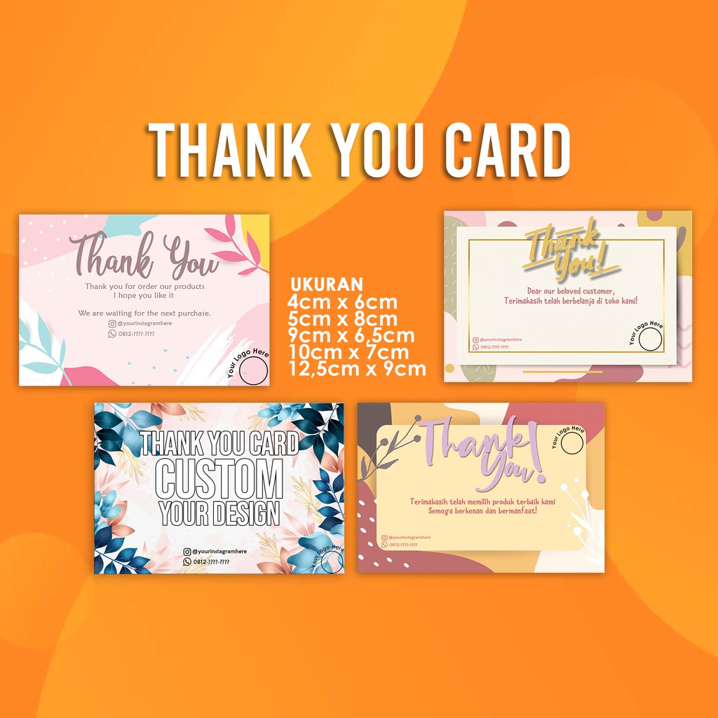 Jual THANK YOU CARD CUSTOM ECERAN/ KARTU UCAPAN TERIMA KASIH / KARTU ONLINE SHOP (BACA DESKRIPSI ...