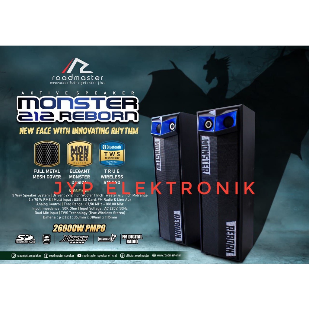 Jual SPEAKER AKTIF ROADMASTER MONSTER 212 REBORN / MONSTER 212 NEW ...