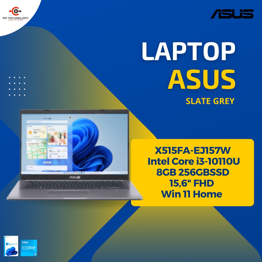 Jual Asus VivoBook X515FA-EJ157W SLATE GREY Intel Core i3-10110U 8GB ...