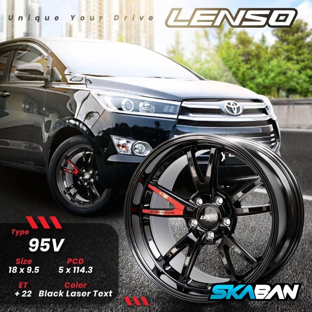 Jual VELG MOBIL LENSO 95V RING 18x9,5 PCD 5X114,3 ET+22 BLACK LASER ...