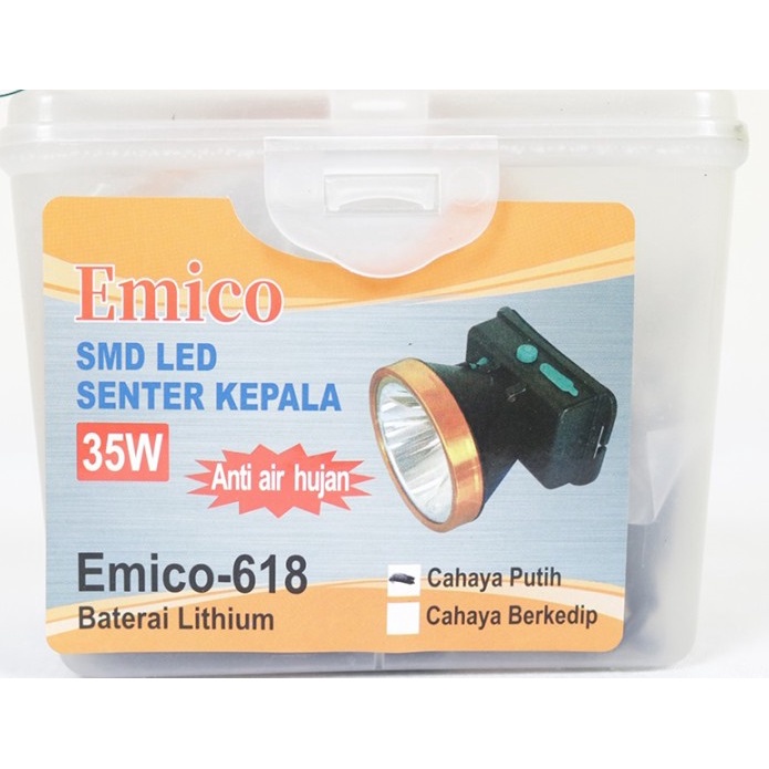 Jual SENTER KEPALA / HEADLAMP EMICO TYPE 618 KUNING / PUTIH 35 WATT | Shopee Indonesia