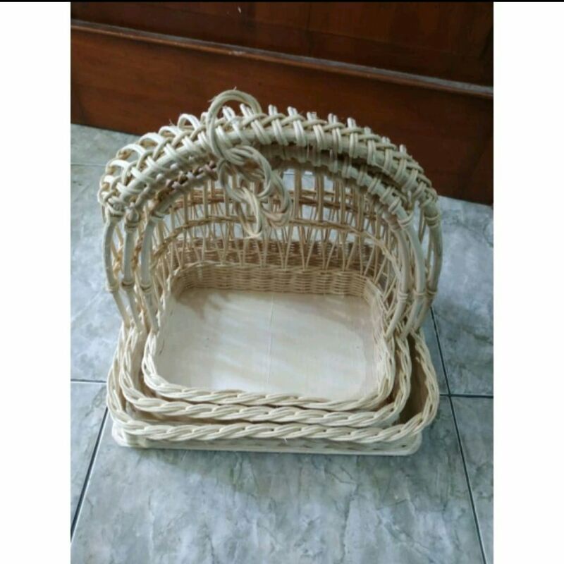 Jual KERANJANG PARCEL ROTAN HALUS 1 SET ISI 3 MODEL AYUNAN/KERANJANG ...