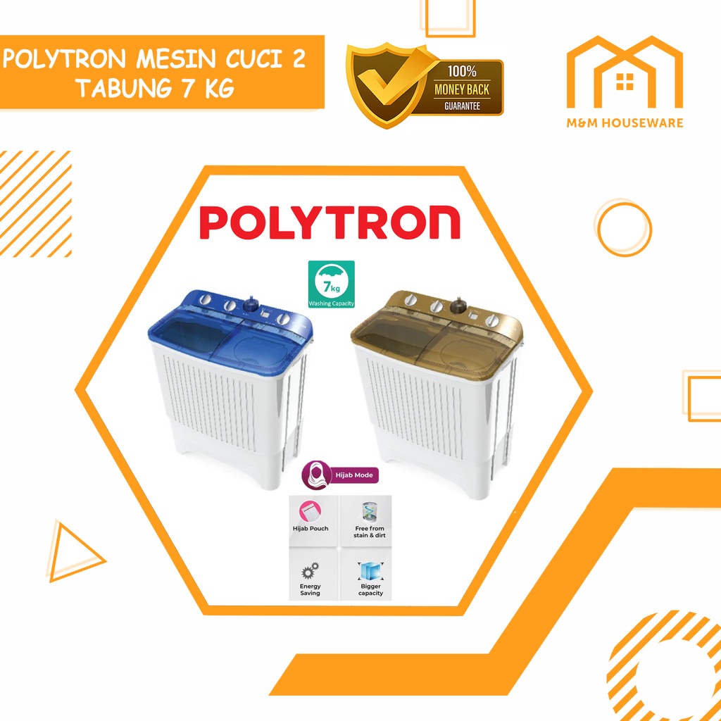Jual POLYTRON MESIN CUCI 2 TABUNG PWM7072 / PWM 7072 7KG ORIGINAL ...