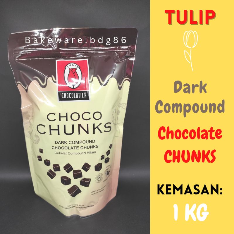 Jual TULIP DARK COMPOUND CHOCOLATE CHUNKS 1 KG | Shopee Indonesia