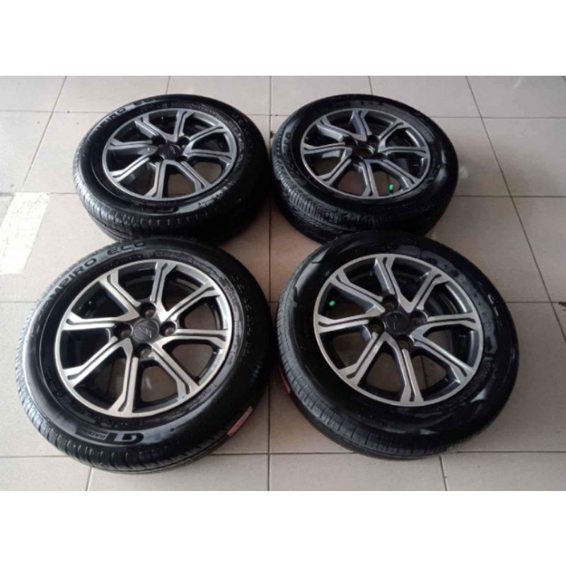 Jual Velg Bekas Std Original Mobil Ayla R14 Hole 4X100 Lebar 5+Ban Dunlop 175 65 R14 Untuk Mobil ...