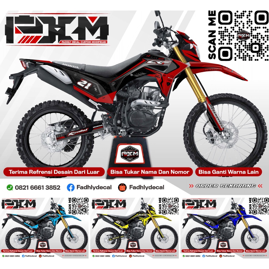 Jual decal crf 150 l full body Merah, Biru, Stabilo, Blue Sky dengan ...