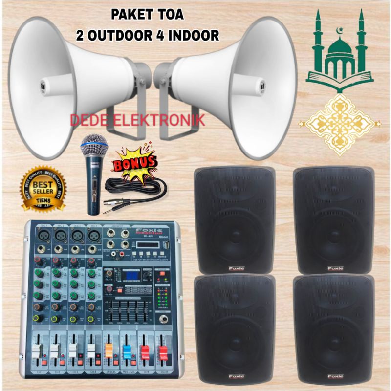 Jual PAKET SPEAKER TOA MASJID/MUSHOLLA 2 OUTDOOR 4 INDOOR 6 INCH+POWER ...