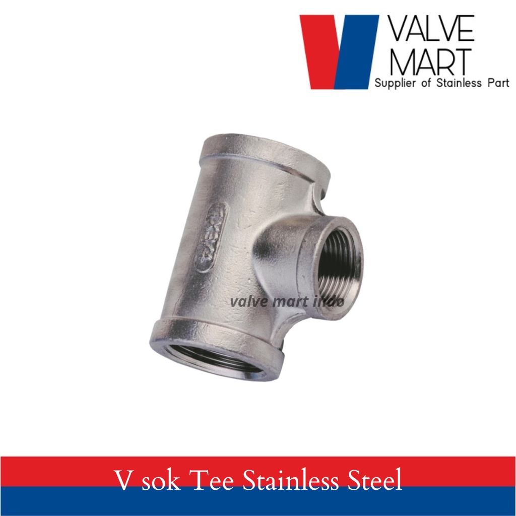 Jual V Sok Tee Stainless Steel 304 1/2 x 1/4 Reducer Tee Stainless ...