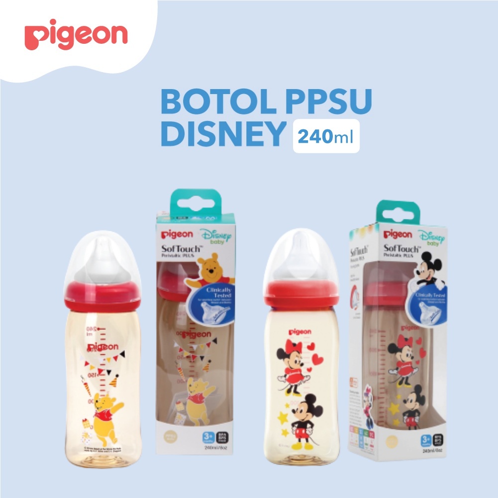 Jual BOSU158 PIGEON BOTOL PPSU DISNEY MICKEY / POOH PPSU 240ML ISI 1 PCS/ BOTOL BPP PPSU WIDE ...
