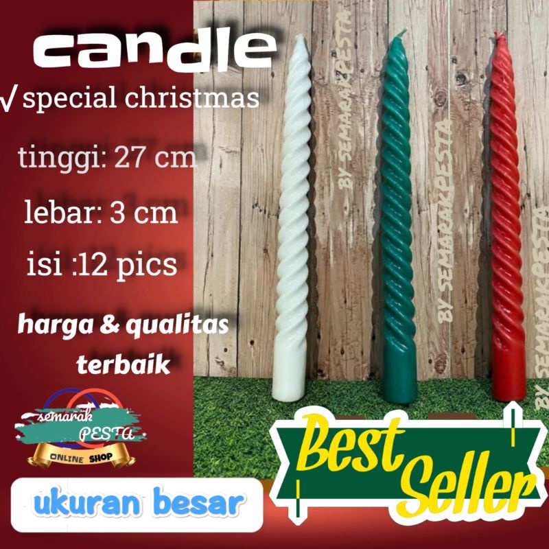 Jual lilin ulir natal(12pcs)lilin christmas besar|lilin ibadah natal ...