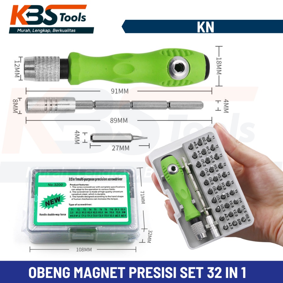 Jual Obeng Set Elektronik 32 in 1 KN Multifungsi - Tool Kit Obeng ...