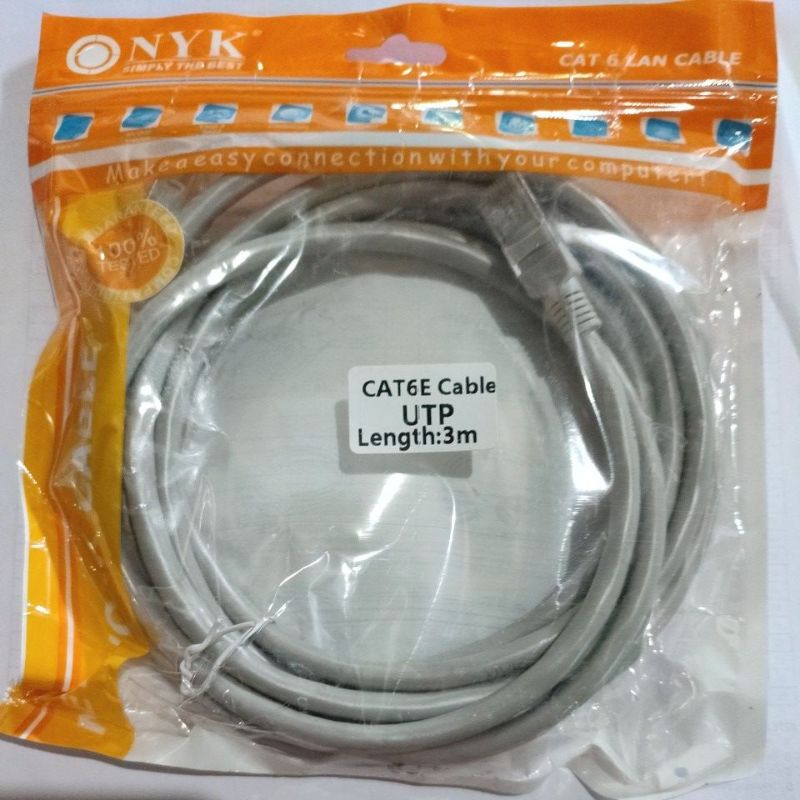 Jual Kabel LAN CAT6 3M UTP Cable Networking 3 m (Straight-through ...