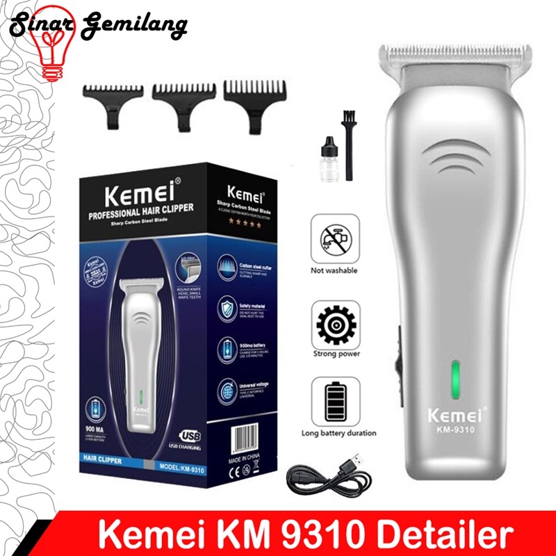 Jual Mesin Potong Rambut Kemei KM-9310 Detailer Alat Cukur Elektrik Babby Clipper Rechargeable ...