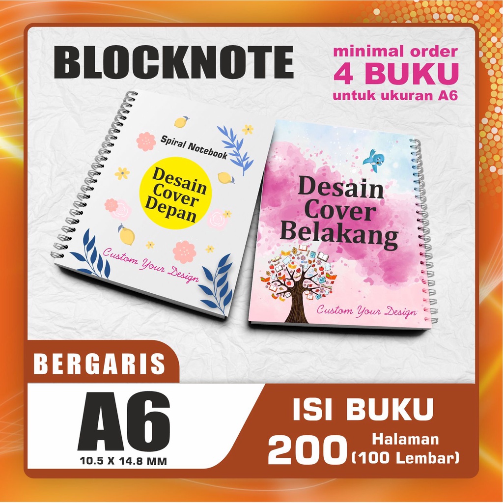 Jual Blocknote A6 BERGARIS 200 halaman (100 lembar) / Notes A6 Spiral ...
