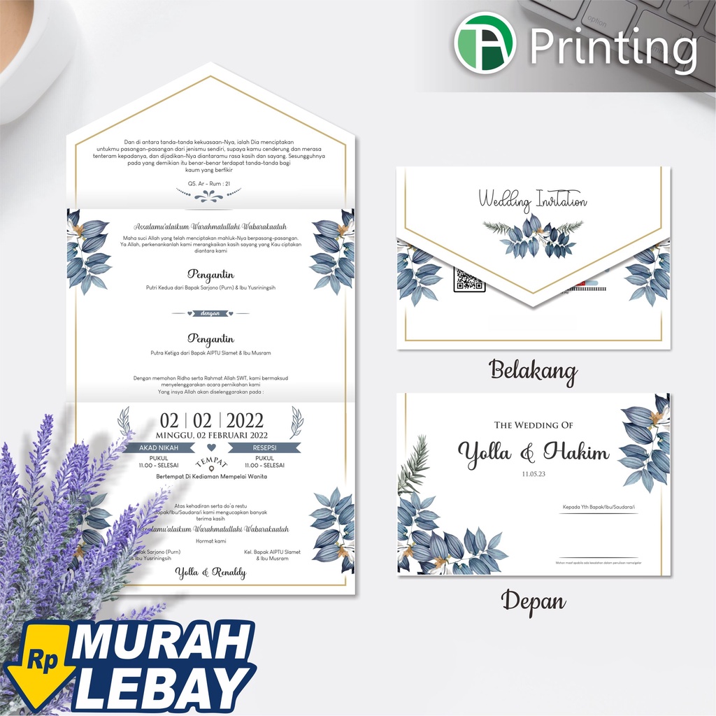 Jual Undangan Pernikahan Jasmine Semi Amplop | Shopee Indonesia