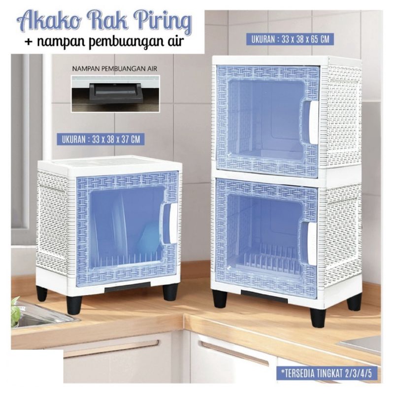 Jual JNE JTR Akako Rak Piring 1,2,3 dan 4 Susun Plastik Pintu ...