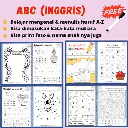 Jual Buku Belajar Bahasa Inggris Anak TK B Paud 5tahun - Belajar Menulis Menggunting Berhitung ...