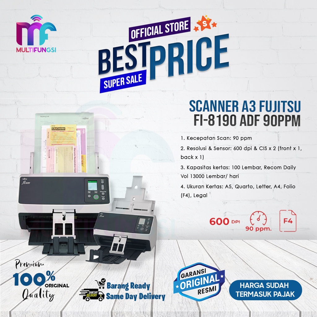 Jual Scanner Fujitsu / Ricoh Fi-8190 Automatic Document Feeder Duplex ...