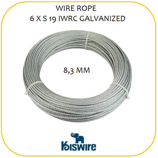 Jual Tali Kawat Wire Rope 6Xs19 Iwrc Galvanized 8,3 Mm Kiswire( Sling Seling Gondola ) | Shopee ...